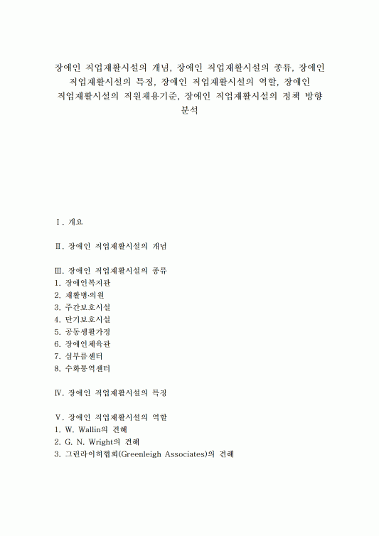 [직업재활시설]장애인 직업재활시설의 개념, 장애인 직업재활시설의 종류, 장애인 직업재활시설의 특징, 장애인 직업재활시설의 역할, 장애인 직업재활시설의 직원채용기준, 장애인 직업재활시설의 정책 방향 분석
