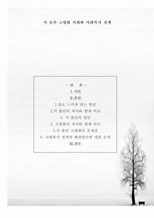 저 출산 고령화 사회와 사회복지 정책