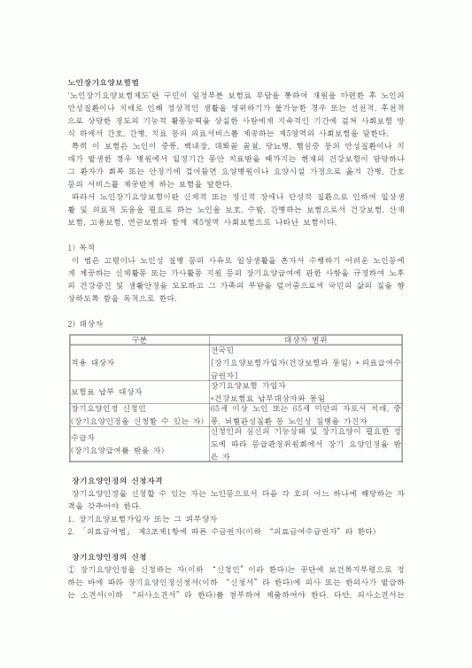 노인장기요양보험법(법제틀 분석)