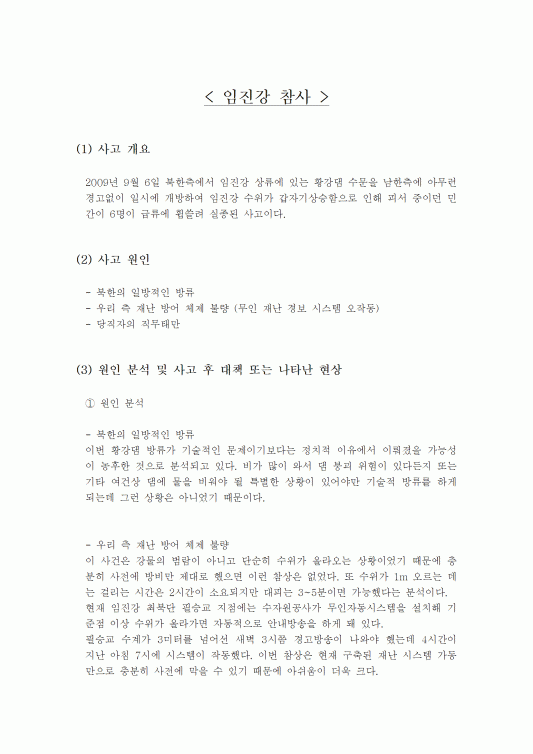 임진강 참사 레포트 자료