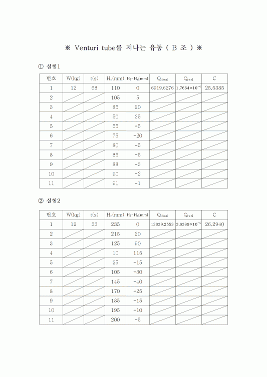 유체결과 (벤츄리,유동가시화)