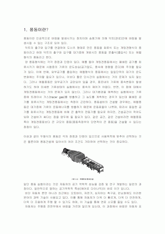 풍동 예비보고서