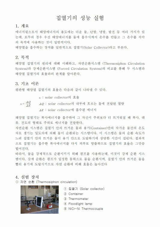 집열기의 성능 실험