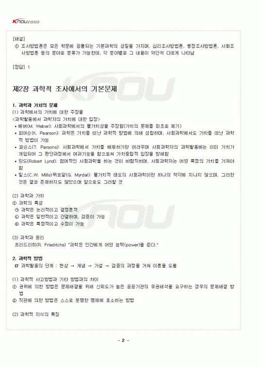 2011년 2학기 행정조사론 기말시험 핵심체크