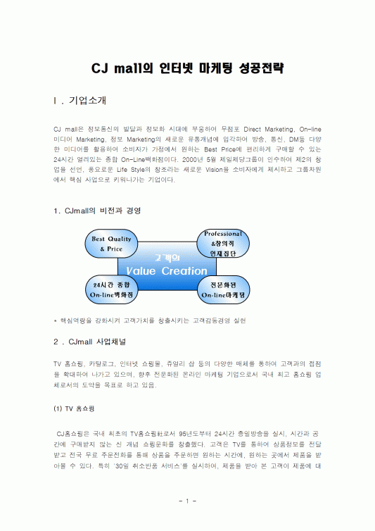 CJ Mall의 인터넷 마케팅 성공전략