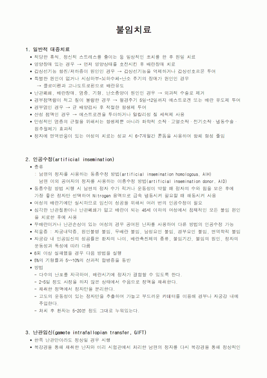 불임치료 레포트 자료