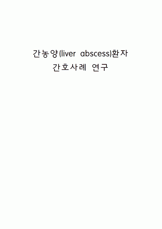간농양(liver abscess)환자 간호사례 연구