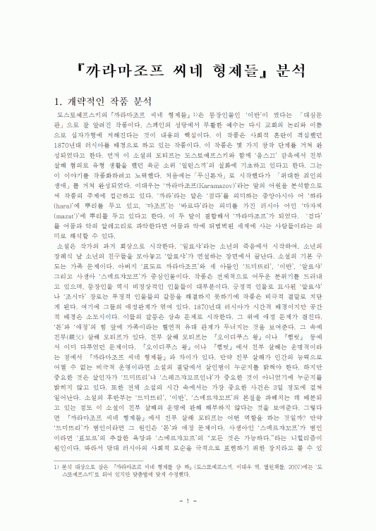 『까라마조프 씨네 형제들』분석