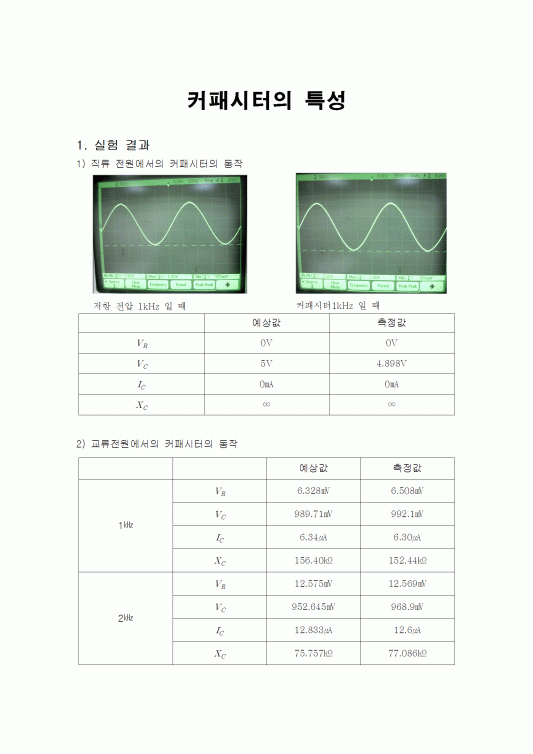 커패시터의 특성