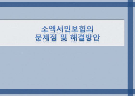 소액서민보험의 문제점 및 해결방안