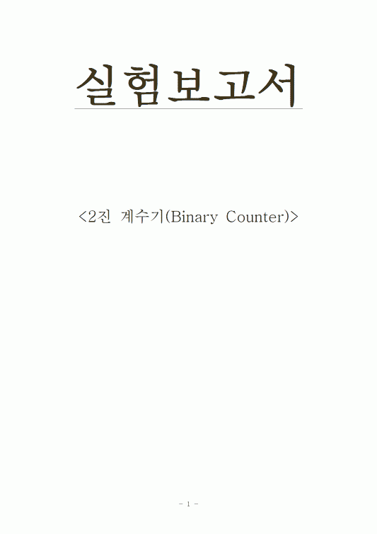 2진계수기 실험보고서