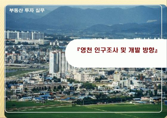 부동산 투자 실무 - 영천 인구조사 및 개발 방향