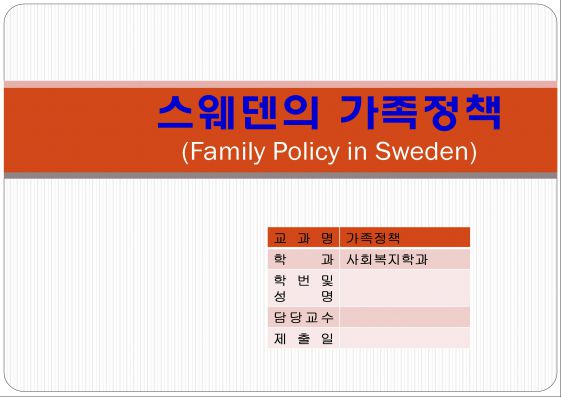 스웨덴의 가족정책ppt