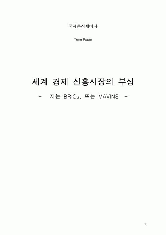 세계 경제 신흥시장의 부상_브릭스와 마빈스