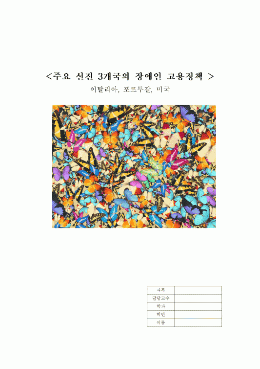 직업재활-이탈리아,포르투갈,미국 주요 선진 3개국 고용정책