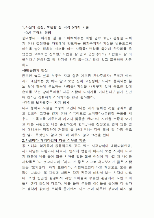 자기발견과 성공전략-(장점및 단점보완& 사람마다 패러다임이 다른이유& 적극적 경청& 효과적인 의사전달4가지& 원만한대인관계& 동기유발&긍정적인정신자세(PMA)
