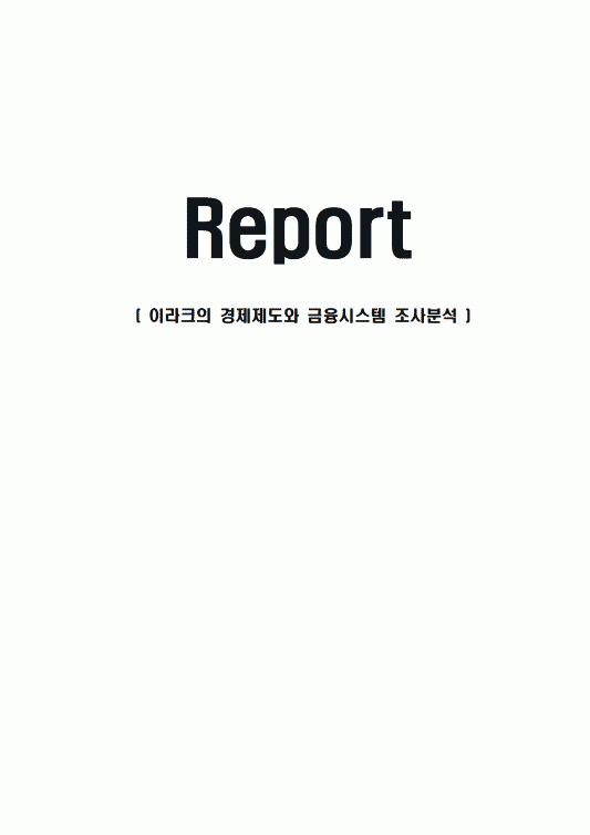 이라크의 경제제도와 금융시스템 조사분석