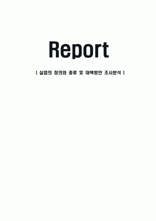 실업의 정의와 종류 및 대책방안 조사분석