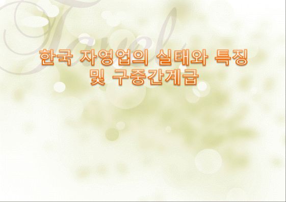 한국 자영업의 실태와 특징 및 구중간계급
