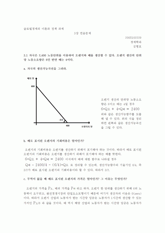 국제경제학 연습문제 폴 크루그먼 8판 - 3장 연습문제