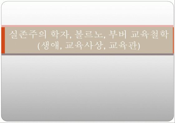 실존주의 학자, 볼르노, 부버 교육철학(생애, 교육사상, 교육관)