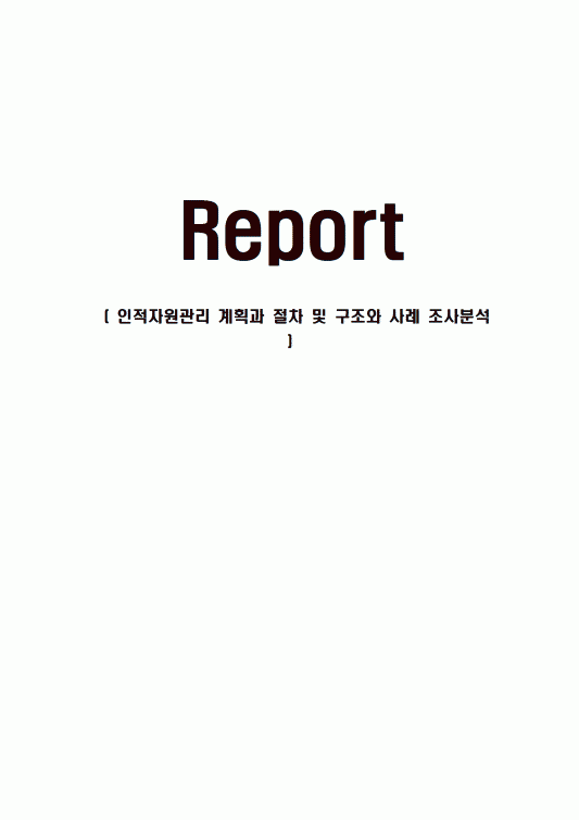 인적자원관리 계획과 절차 및 구조와 사례 조사분석