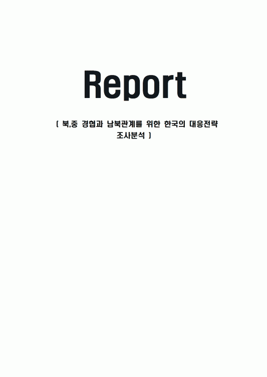 북,중 경협과 남북관계를 위한 한국의 대응전략 조사분석