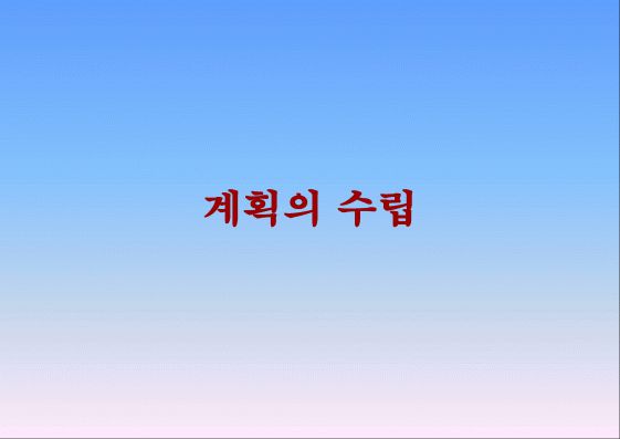 계획의 수립 레포트 자료