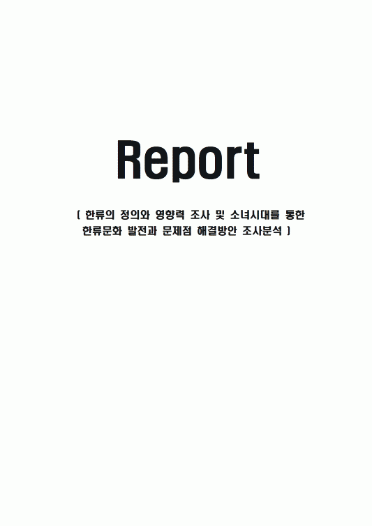 한류의 정의와 영향력 조사 및 소녀시대를 통한 한류문화 발전과 문제점 해결방안 조사분석