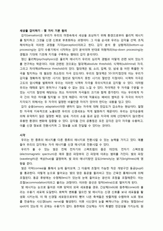 심리학-감각 부분 요약