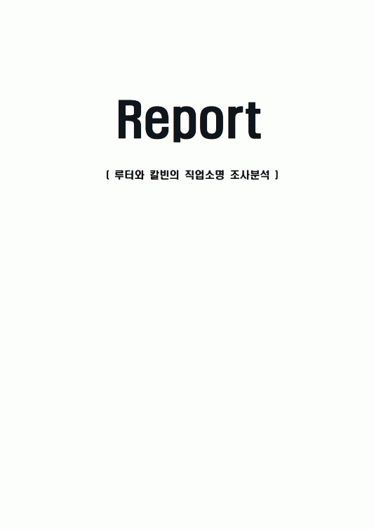 루터와 칼빈의 직업소명 조사분석