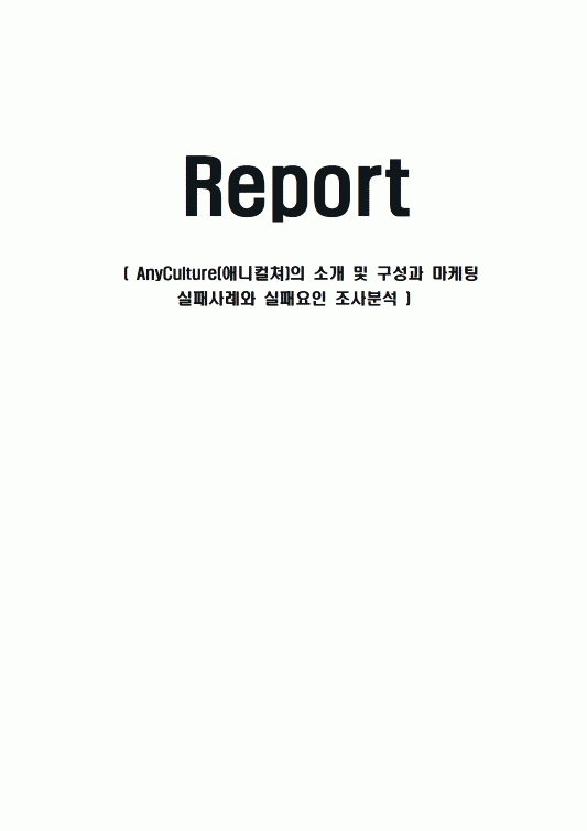 AnyCulture(애니컬쳐)의 마케팅, 성공사례, 마케팅전략, 성공전략, 경영전략분석, 소개 및 구성과 마케팅 실패사례와 실패요인 조사분석