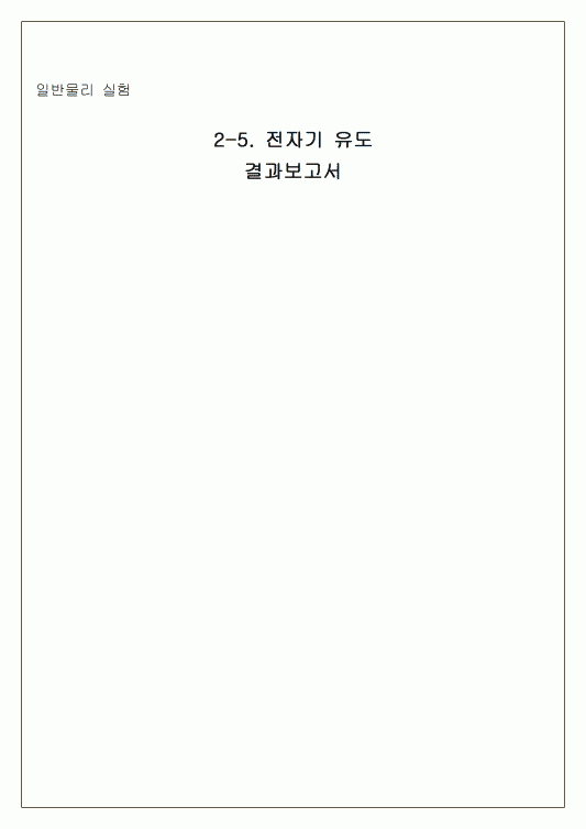 [일반물리 실험] 2-5. 전자기 유도 결과보고서