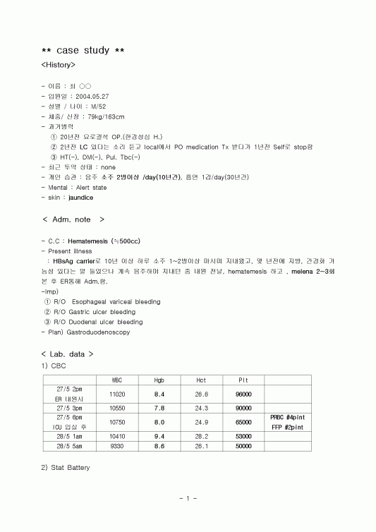 식도 정맥류 case study
