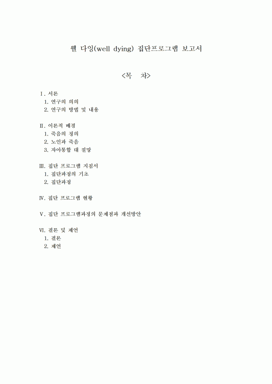 웰다잉집단프로그램보고서