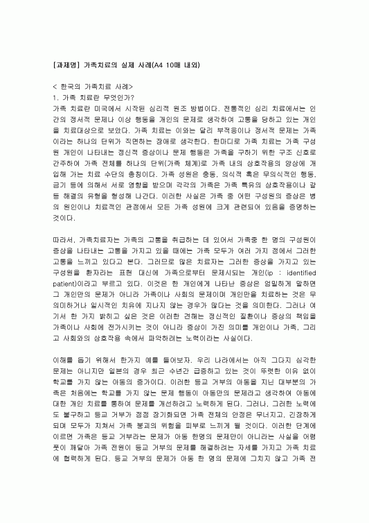 가족상담및치료-가족치료와 사례