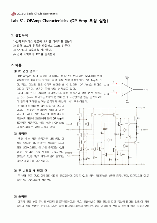 Lab 31. OPAmp Characteristics (OP Amp 특성 실험)