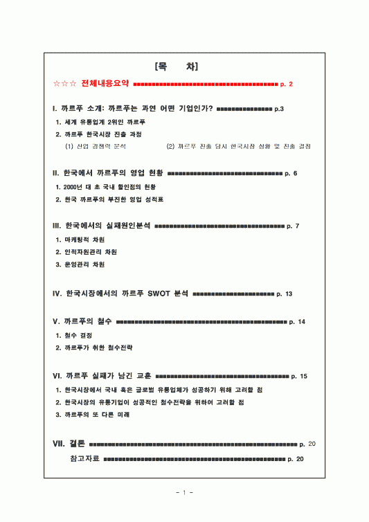 까르푸 레포트 자료