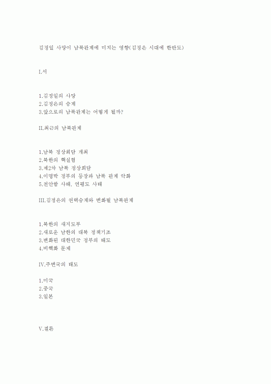 김정일 사망이 남북관계에 미치는 영향(김정은 시대에 한반도)