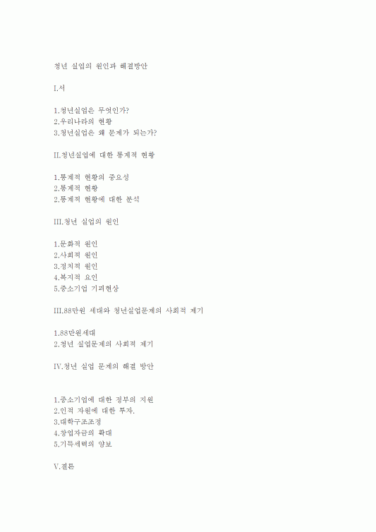 청년 실업의 원인과 해결방안