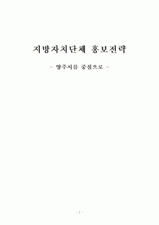지방자치단체 홍보 전략
