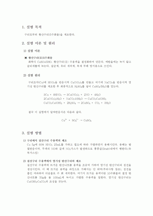 황산구리의 제조