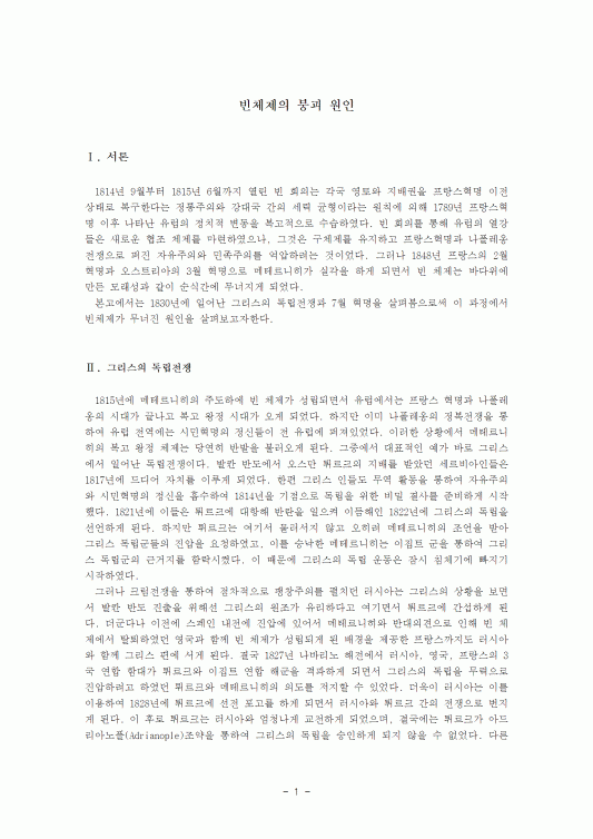 빈체제의 붕괴 원인