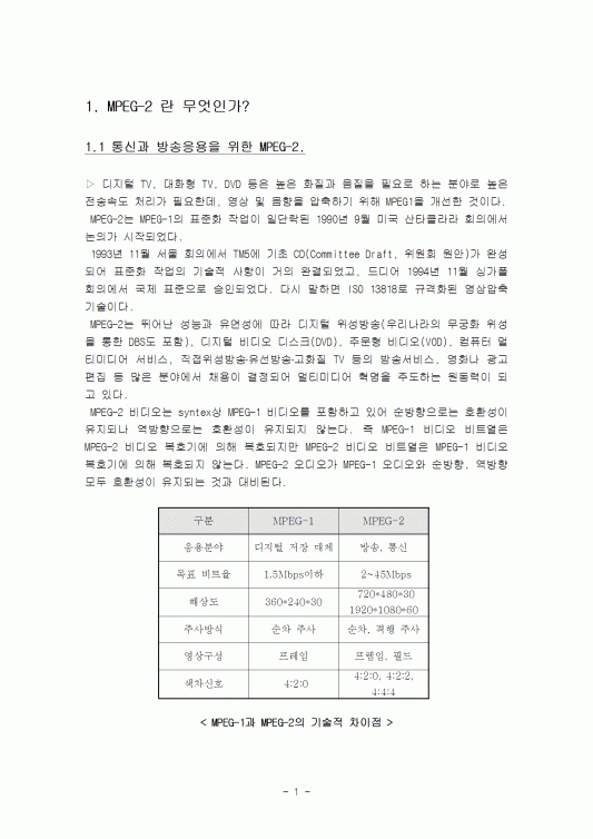MPEG-2 레포트 자료