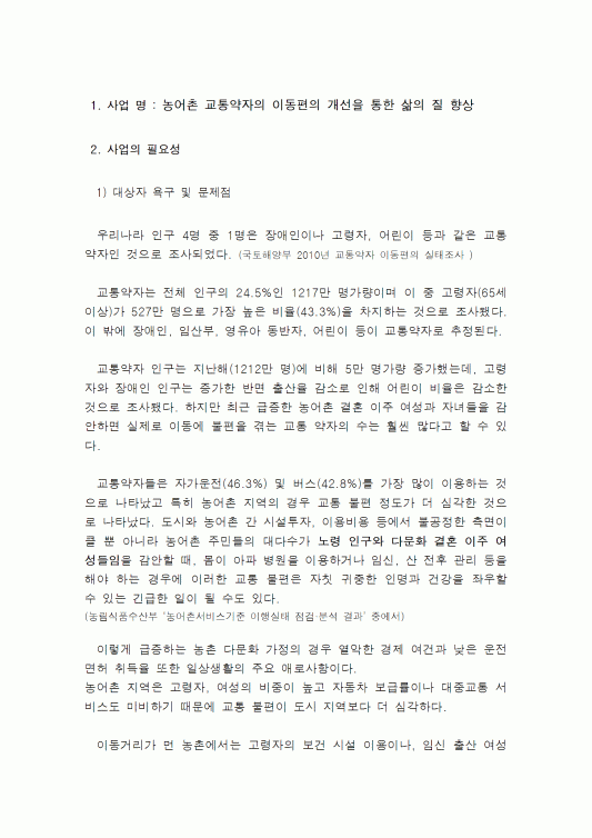 96농어촌 교통약자 지원 프로그램