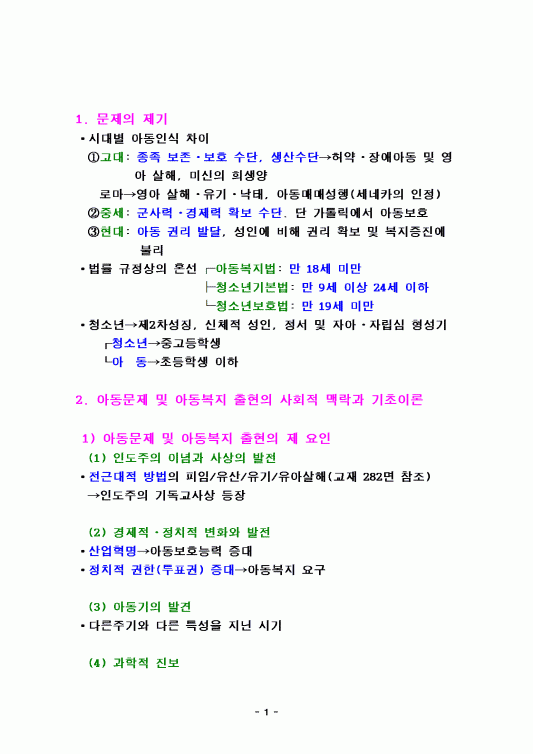 아동문제 레포트 자료