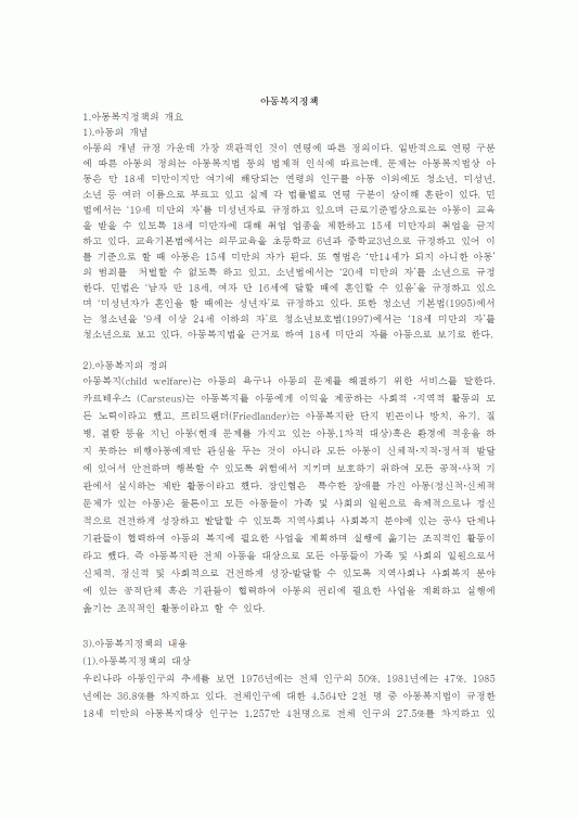 아동복지정책의 역사