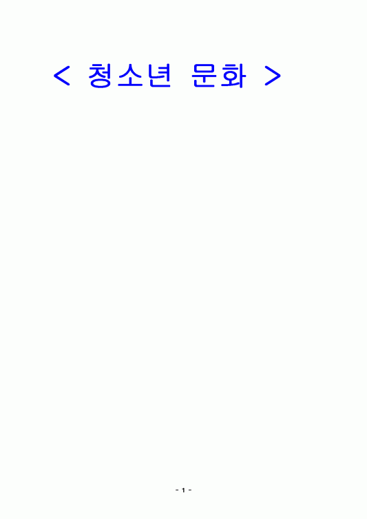 청소년 문화의 전반적인 이해