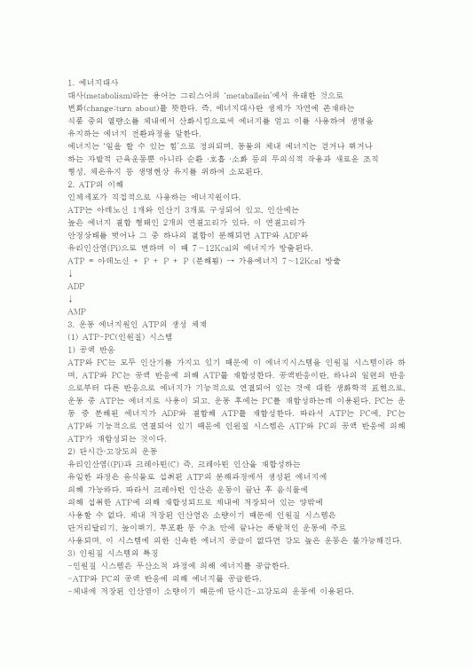운동에너지 대사등에 대해