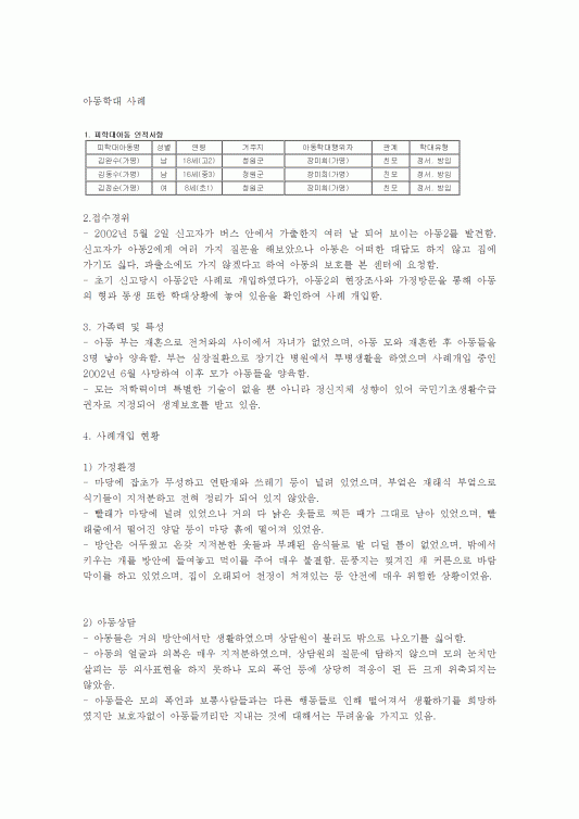 아동학대 사례에 대해..
